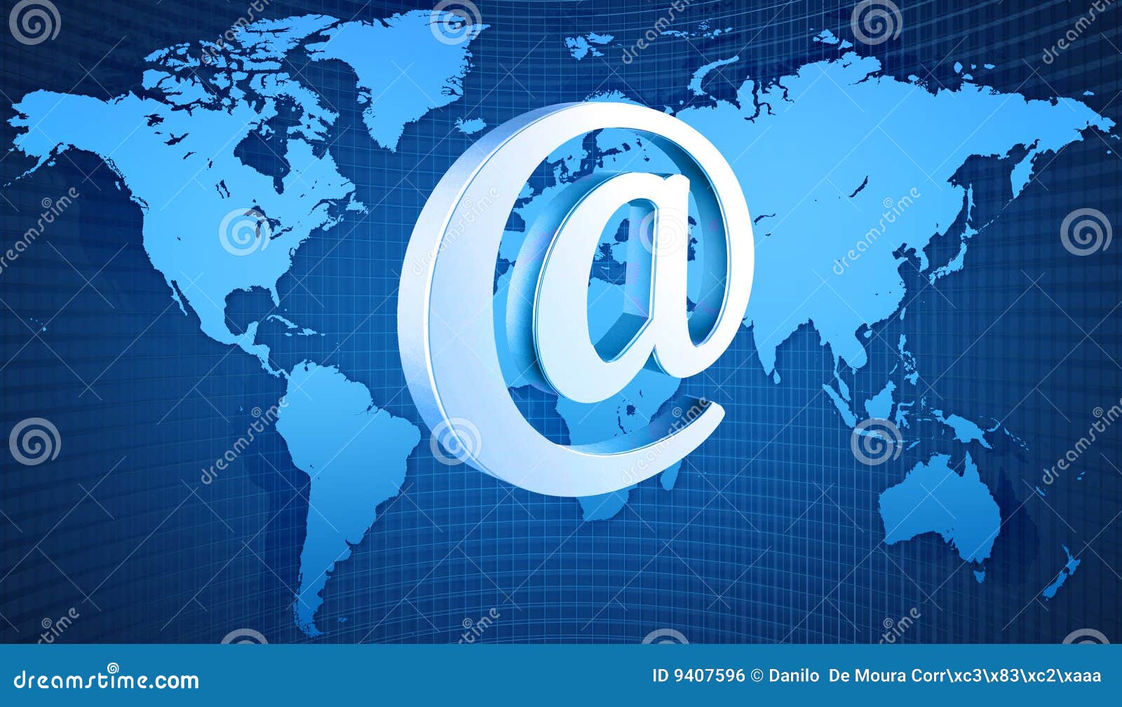 World Map with Email Symbol Stock Illustration - Illustration of europe ...