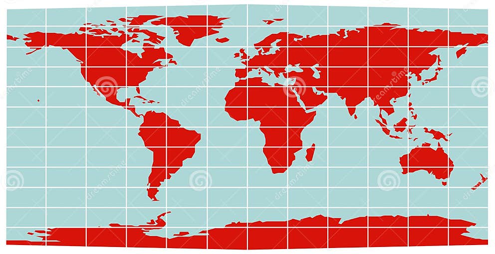 World Map - Equirectangular Grid Stock Vector - Illustration of grid ...