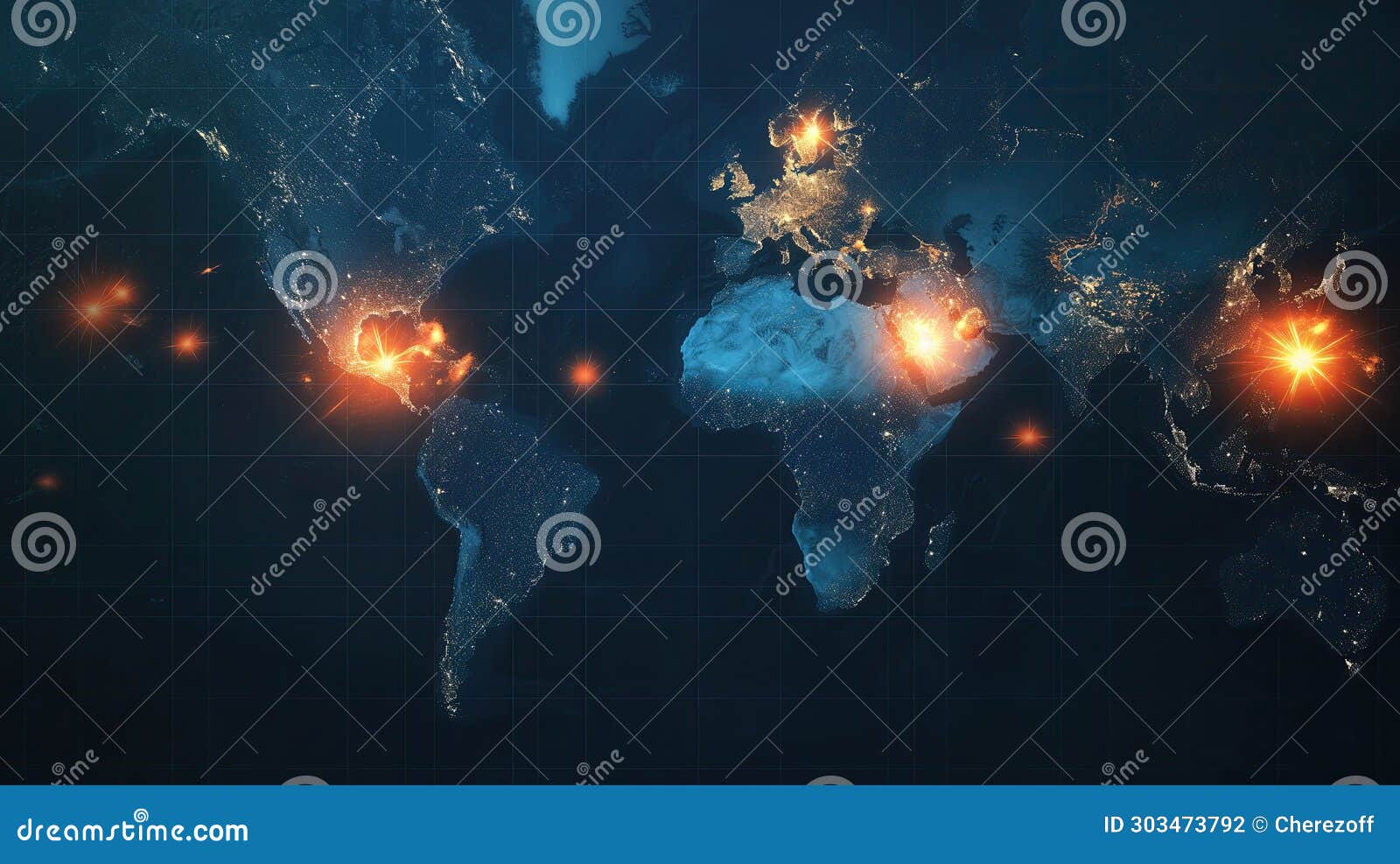 World Map with Explosions in Places of Armed Conflicts Stock Photo ...
