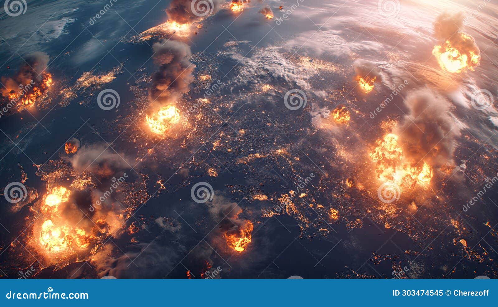 World Map with Explosions in Places of Armed Conflicts Stock Image ...