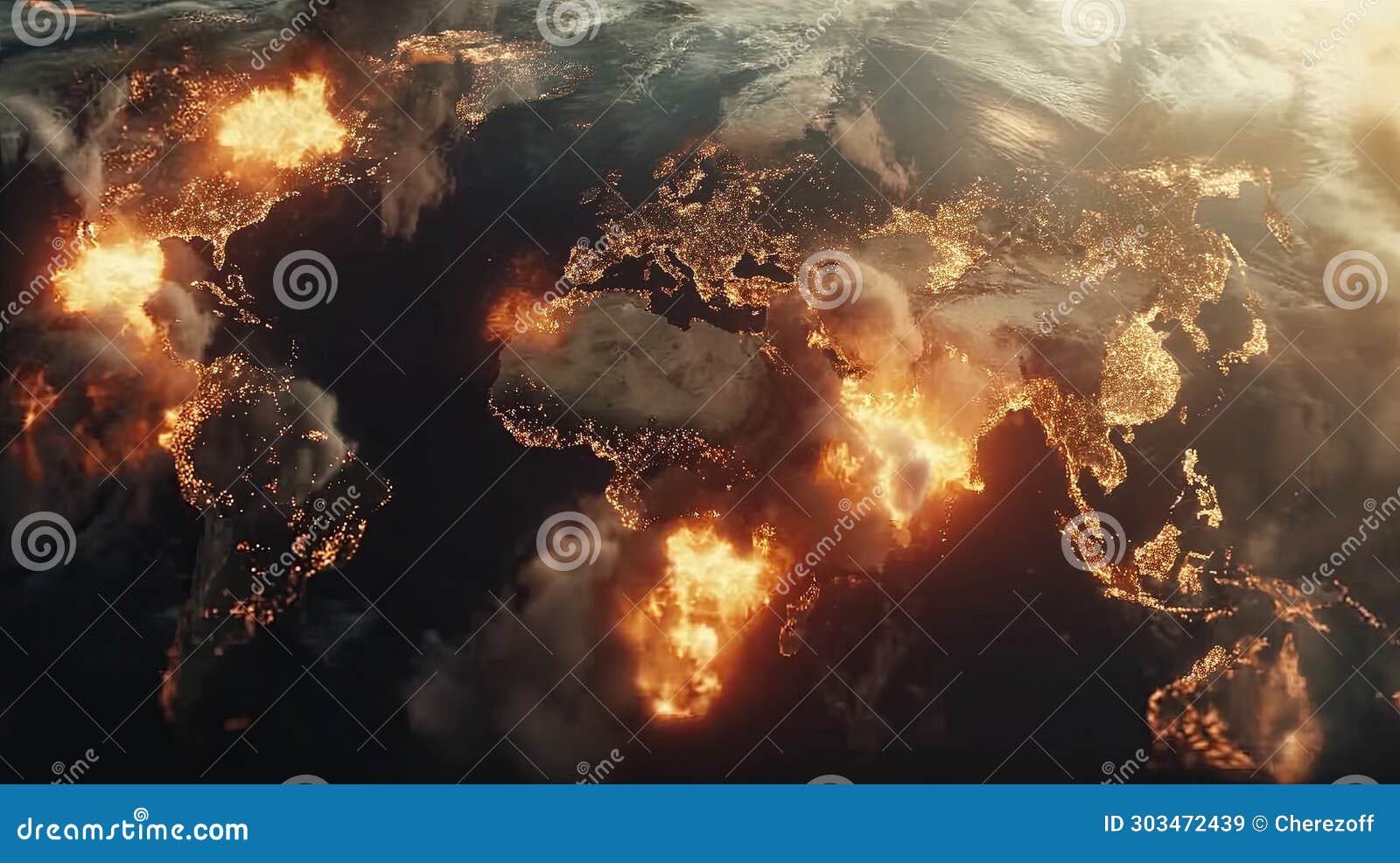 World Map with Explosions in Places of Armed Conflicts Stock Image ...
