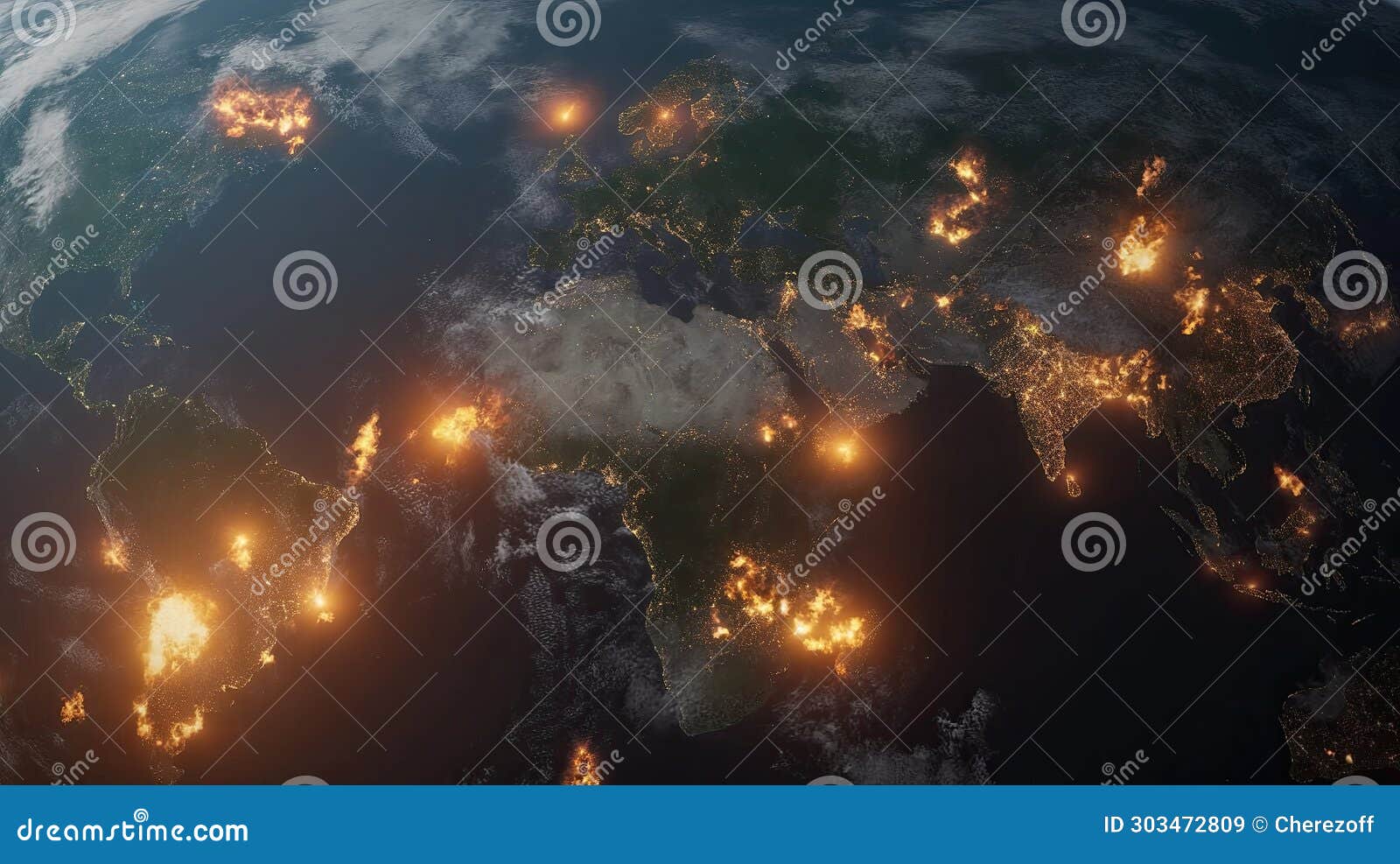 World Map with Explosions in Places of Armed Conflicts Stock Image ...