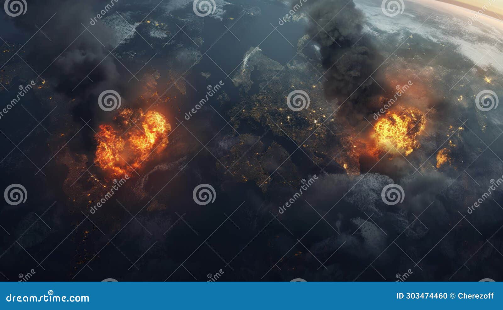World Map with Explosions in Places of Armed Conflicts Stock Photo ...