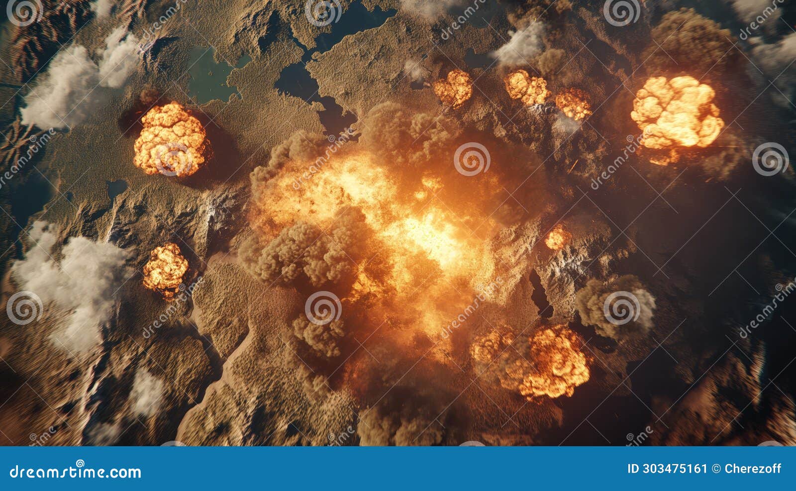 World Map with Explosions in Places of Armed Conflicts Stock Image ...