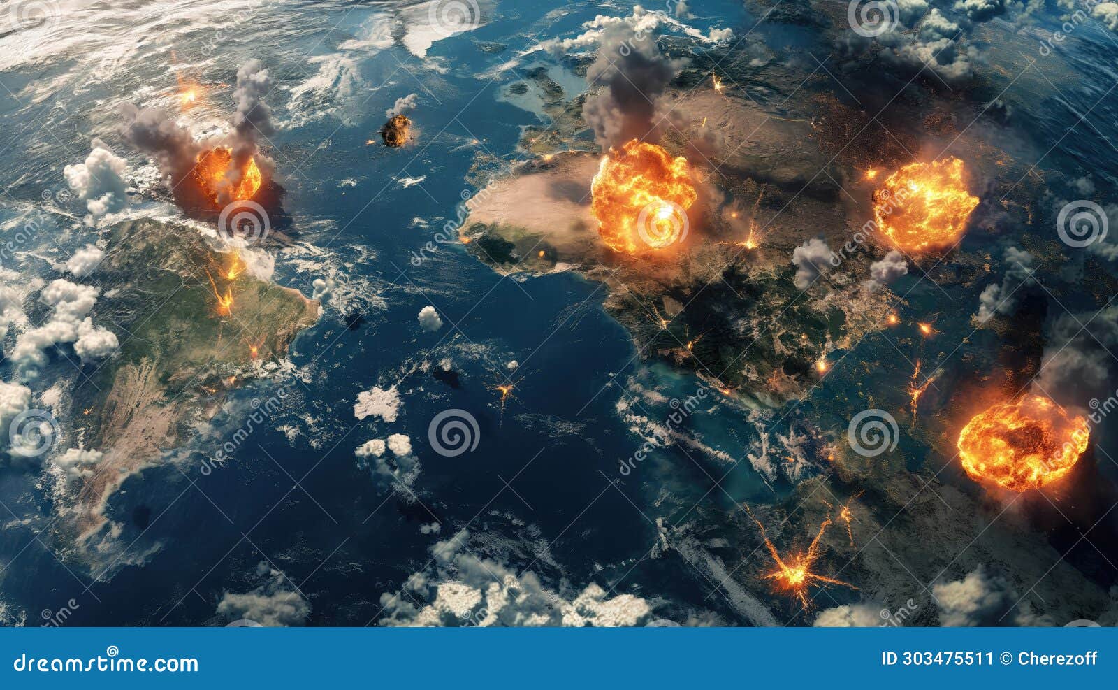 World Map with Explosions in Places of Armed Conflicts Stock Image ...