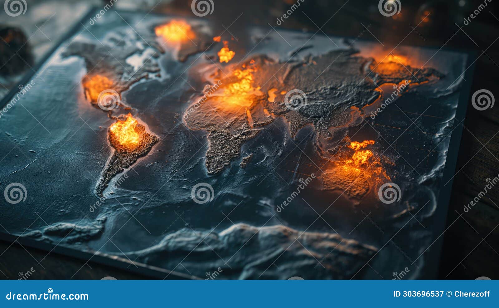 World Map with Explosions in Places of Armed Conflicts Stock Image ...