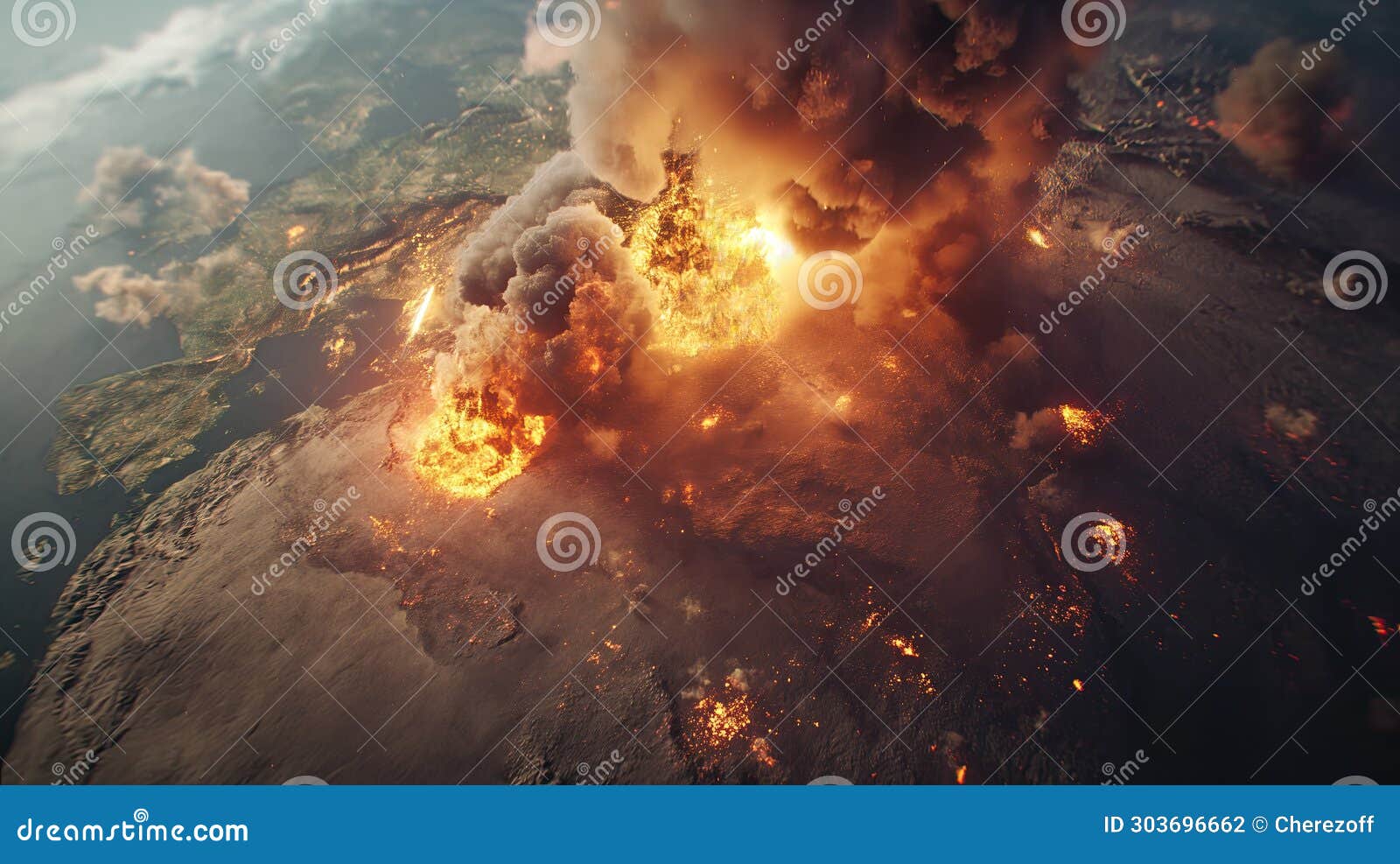 World Map with Explosions in Places of Armed Conflicts Stock Photo ...