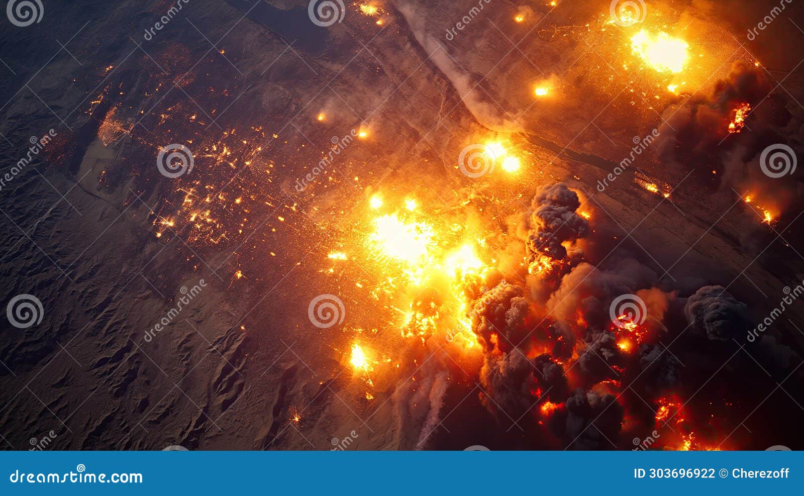 World Map with Explosions in Places of Armed Conflicts Stock Photo ...