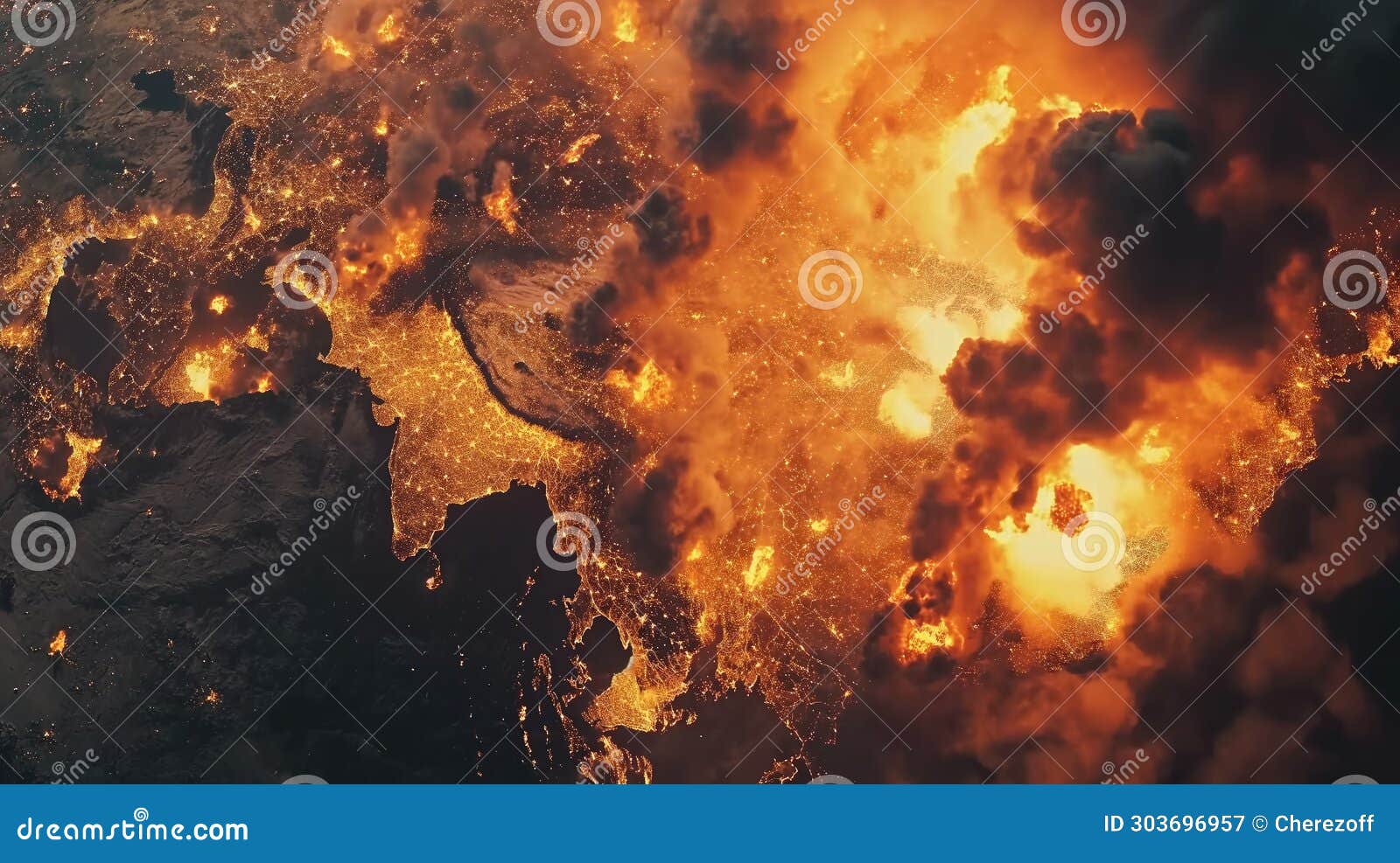 World Map with Explosions in Places of Armed Conflicts Stock Image ...