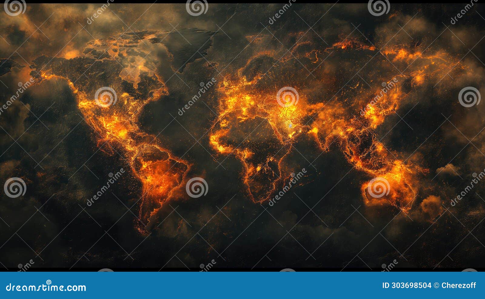 World Map with Explosions in Places of Armed Conflicts Stock Photo ...