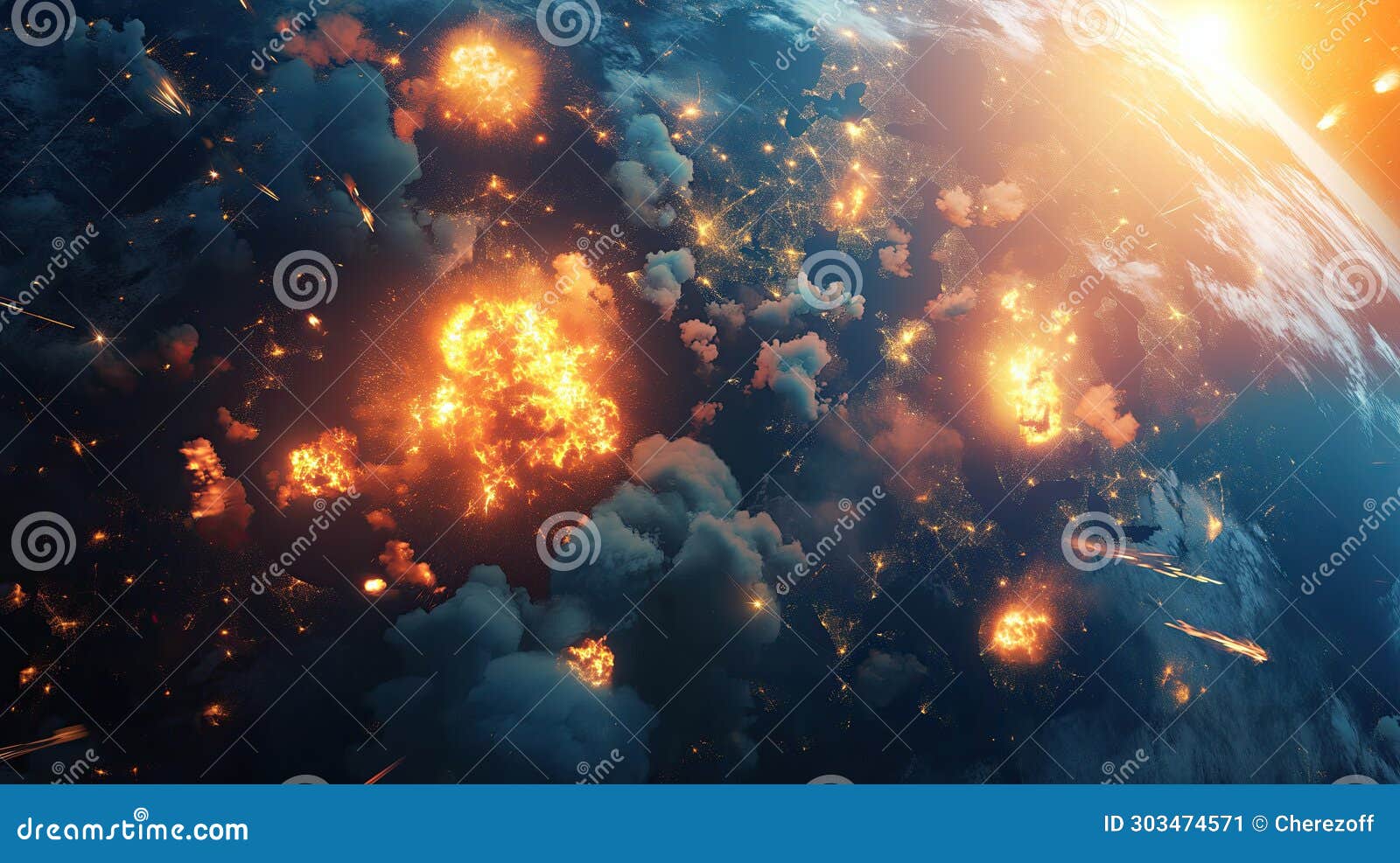 World Map with Explosions in Places of Armed Conflicts Stock Image ...