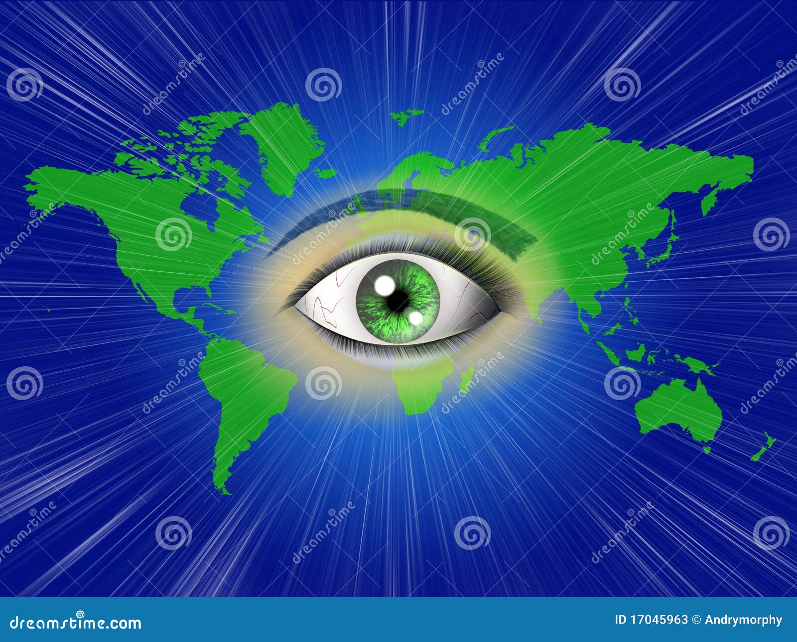 World map with eye stock illustration. Illustration of continent - 17045963