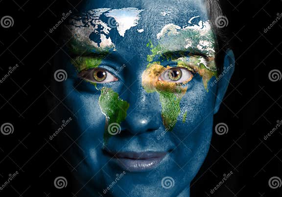 World map face stock photo. Image of makeup, pretty, woman - 19555642