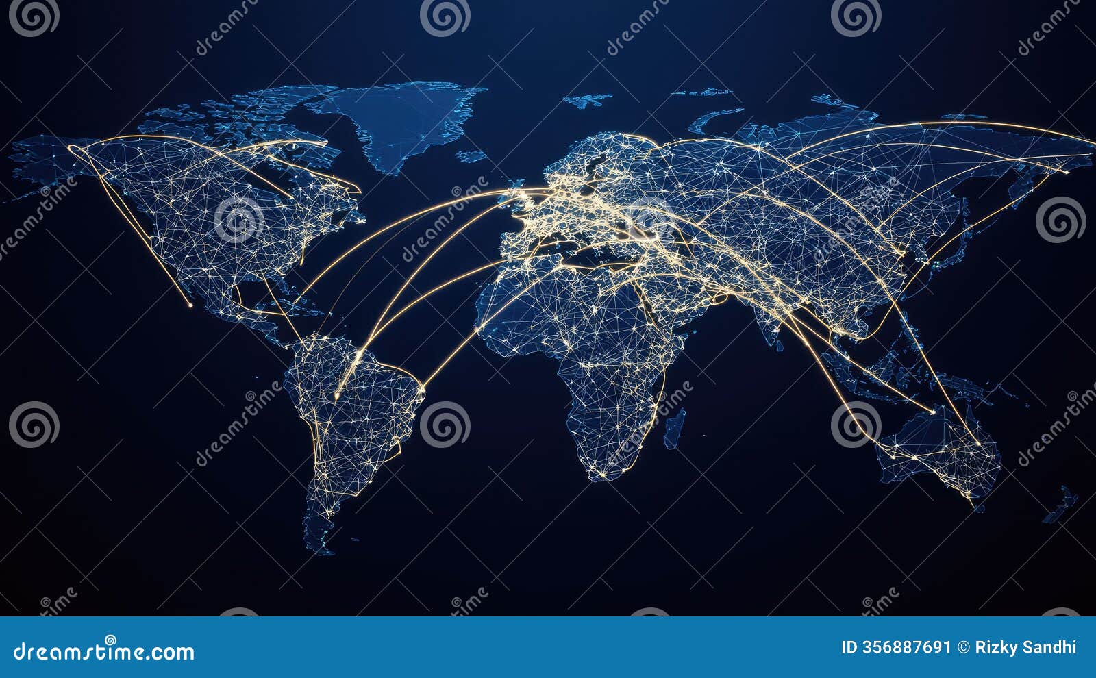 A World Map Featuring Network Lines and Connections Stock Illustration ...