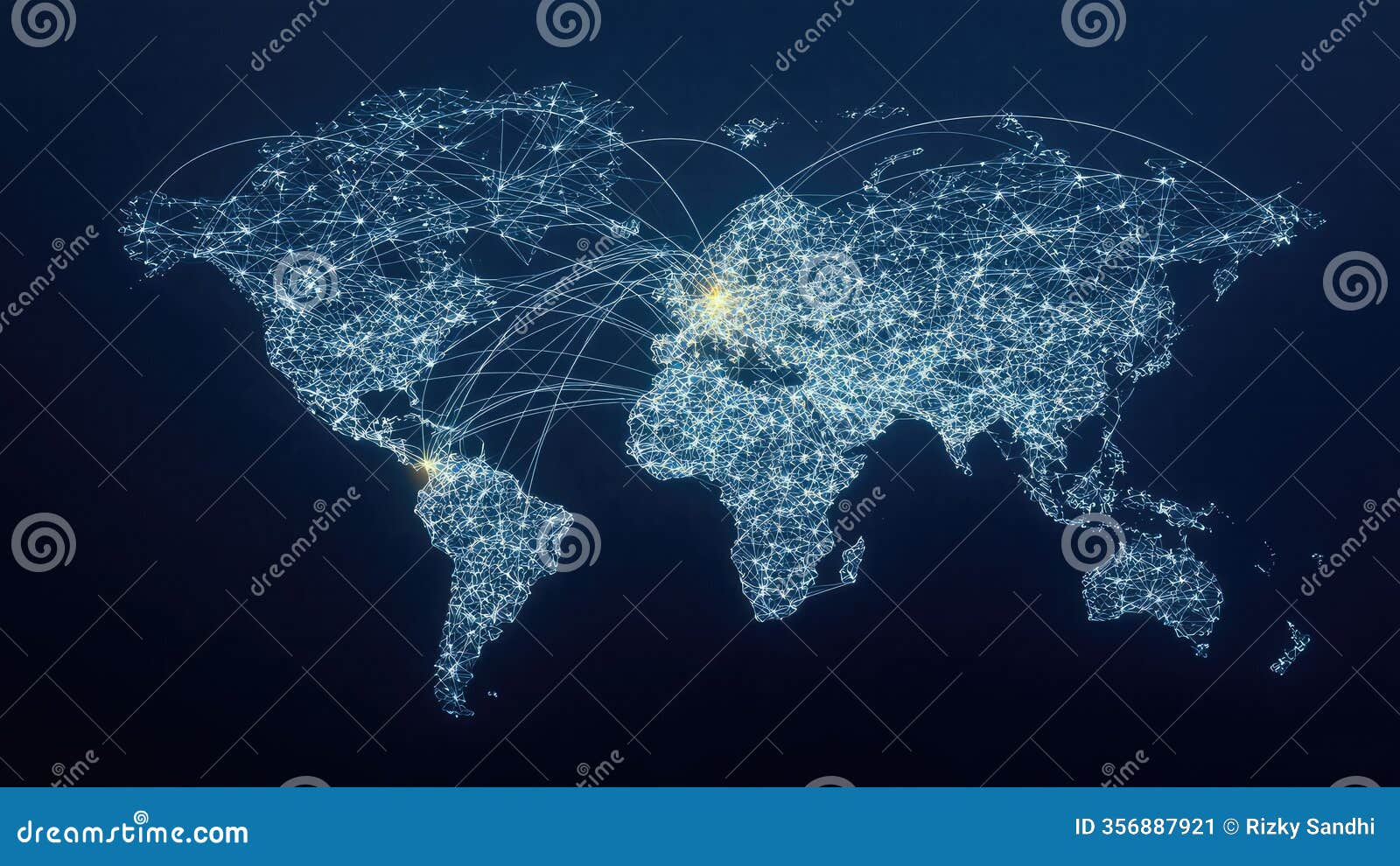 A World Map Featuring Network Lines and Connections Stock Illustration ...
