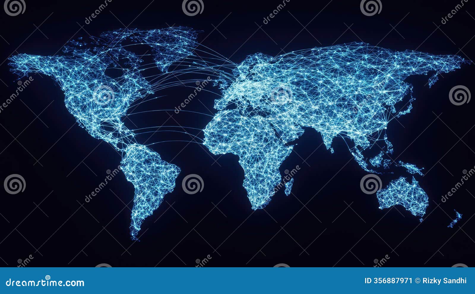 A World Map Featuring Network Lines and Connections Stock Illustration ...