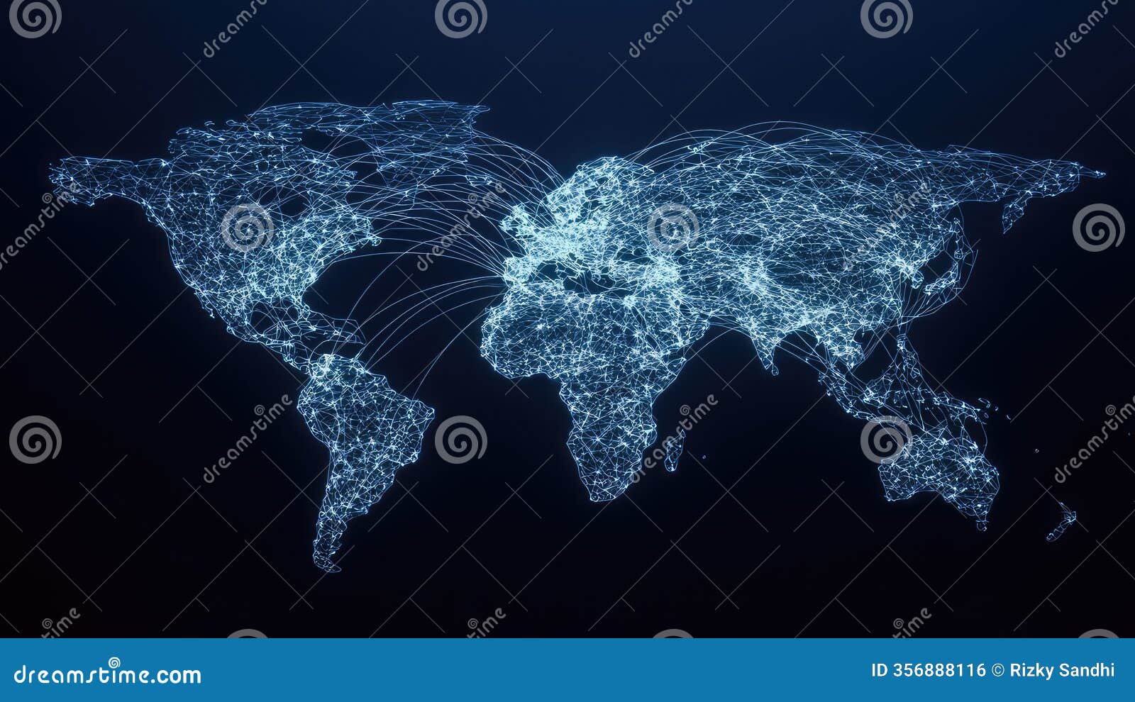 A World Map Featuring Network Lines and Connections Stock Illustration ...