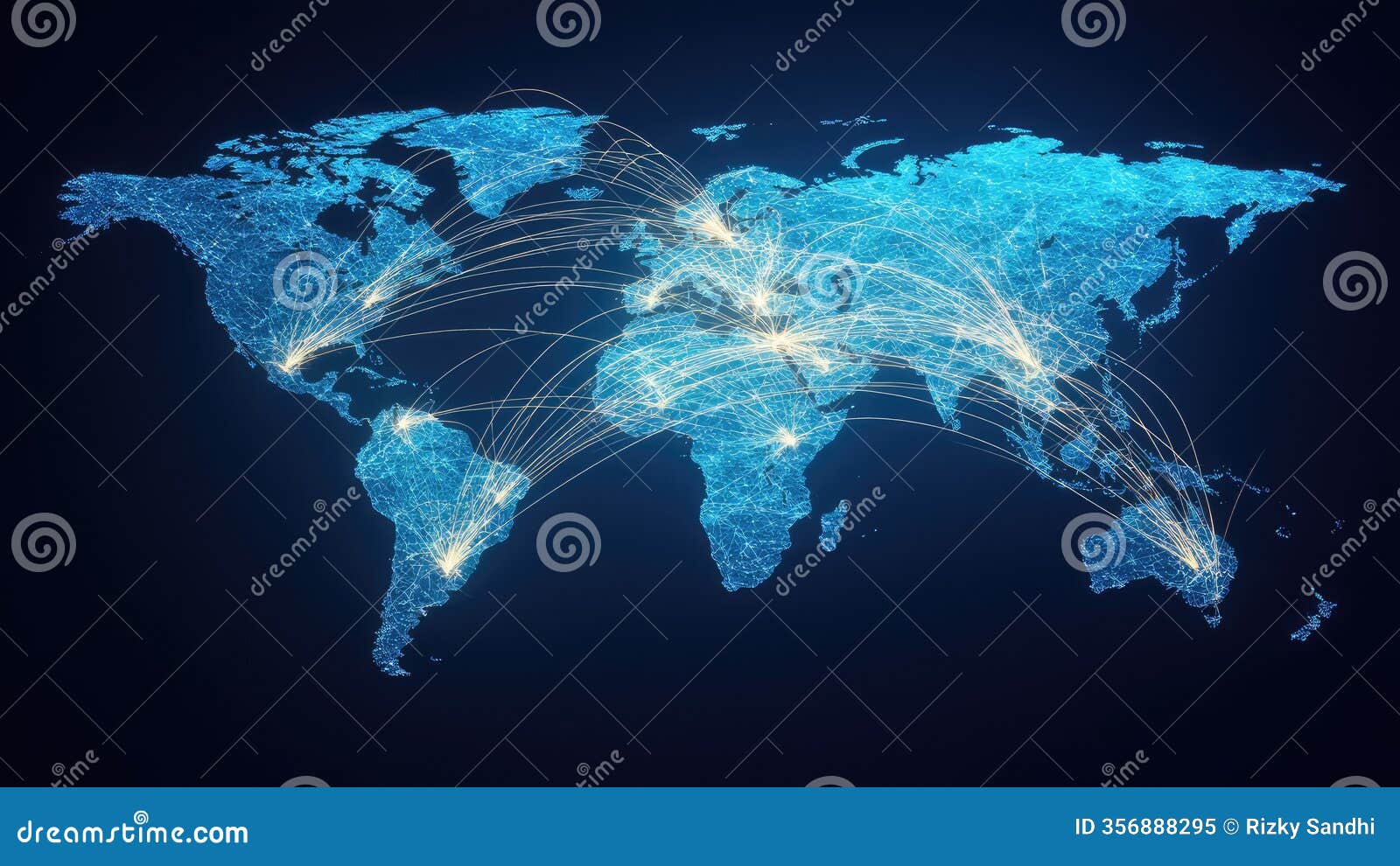 A World Map Featuring Network Lines and Connections Stock Illustration ...