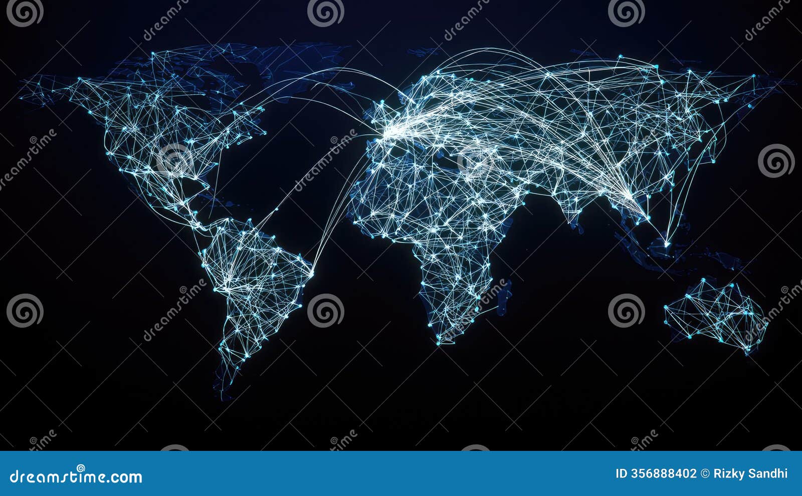 A World Map Featuring Network Lines and Connections Stock Illustration ...