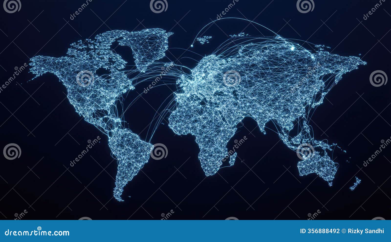 A World Map Featuring Network Lines and Connections Stock Illustration ...
