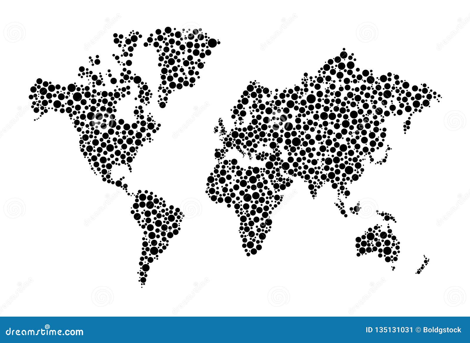 World Map Filled with Circles. Vector Illustration of World Map with ...