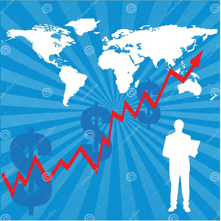 World Map with Financial Chart Stock Vector - Illustration of crisis ...