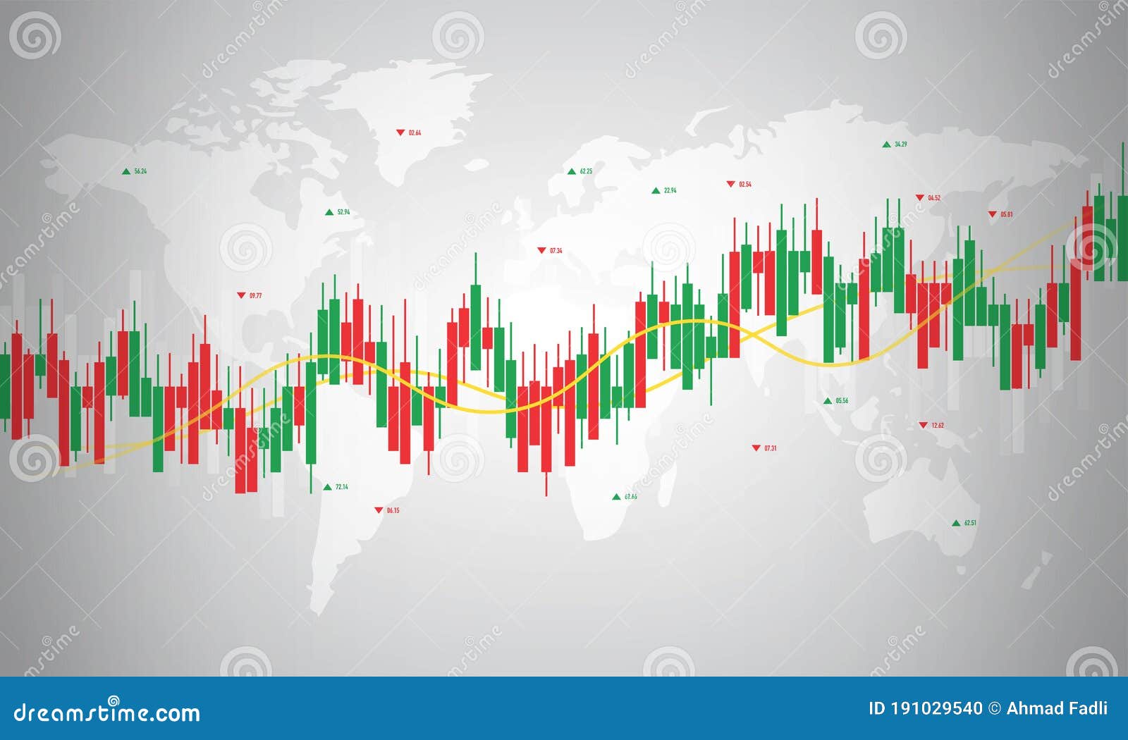 World Map with Financial Data Graph Chart Stock Vector - Illustration ...