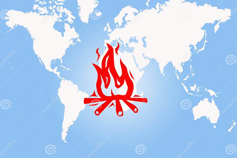 World map on fire stock illustration. Illustration of wallpaper - 22232867