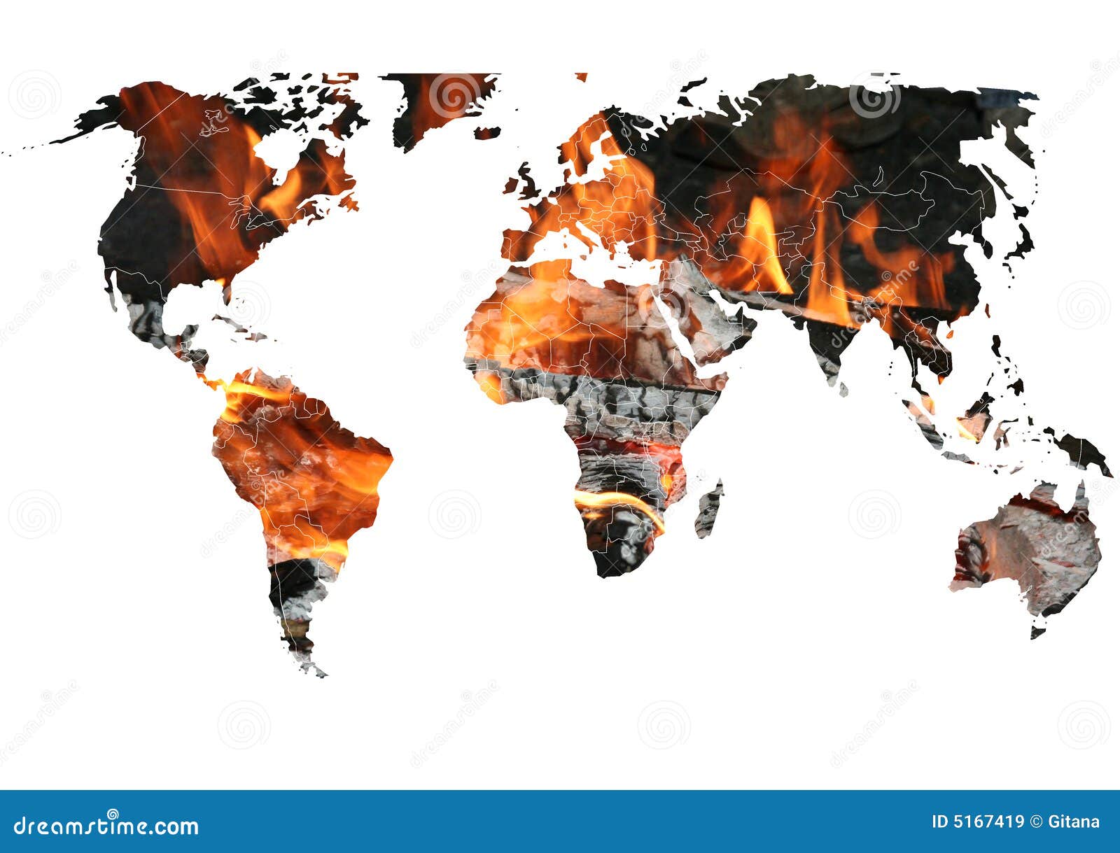 The World Map on Fire stock illustration. Illustration of south - 5167419