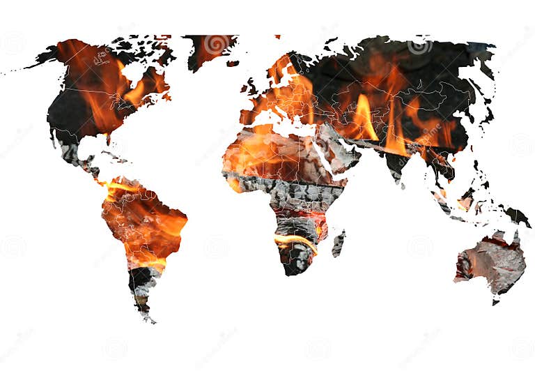 The World Map on Fire stock illustration. Illustration of south - 5167419