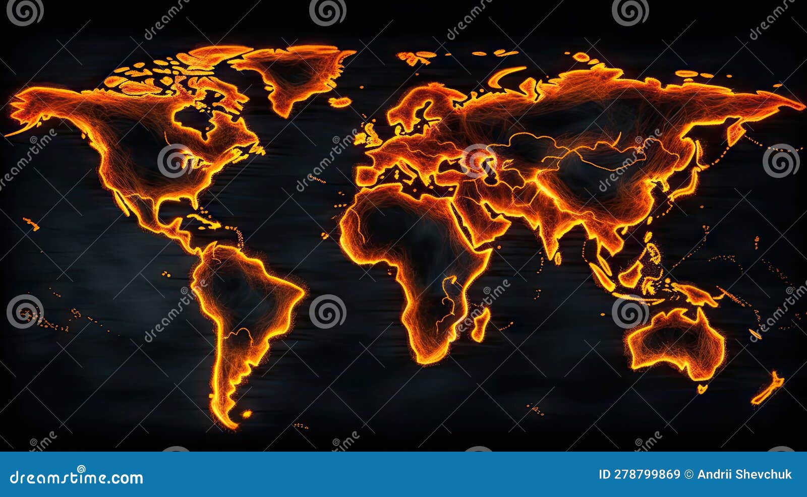 World Map on Fire Background. Generative AI Stock Illustration ...