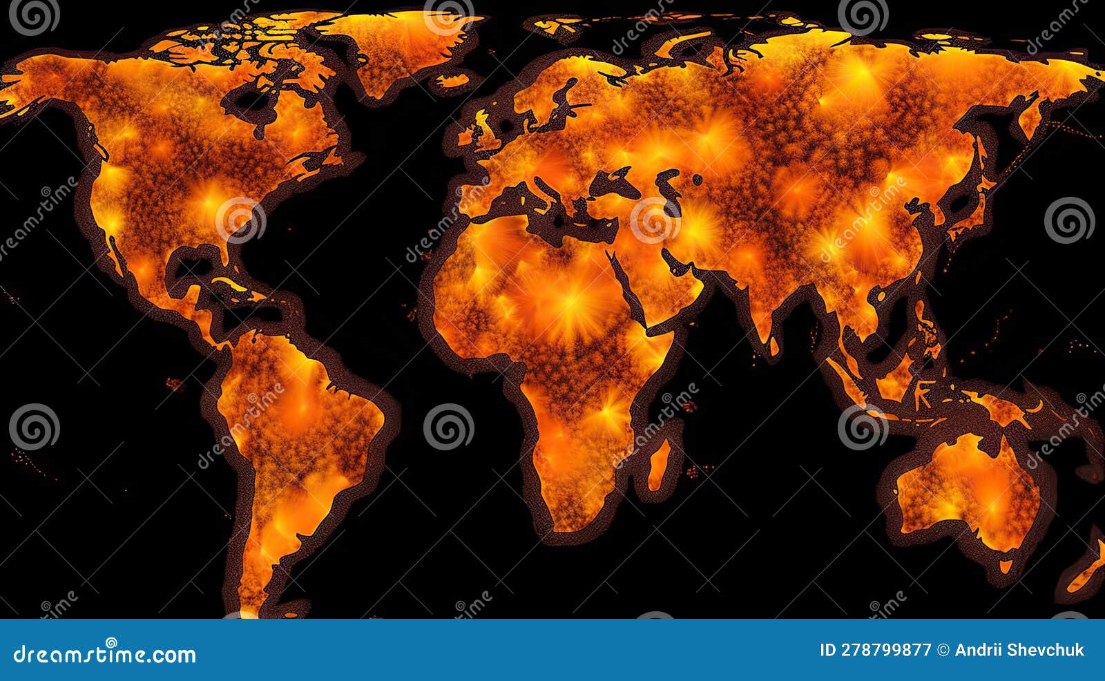 World Map on Fire Background. Generative AI Stock Illustration ...