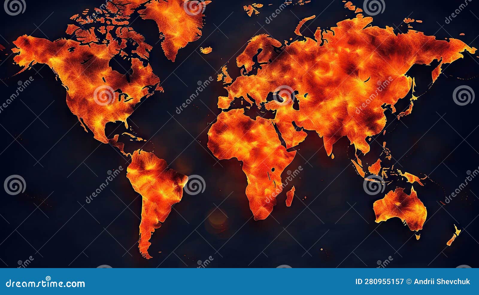 World Map on Fire Background. Generative AI Stock Illustration ...