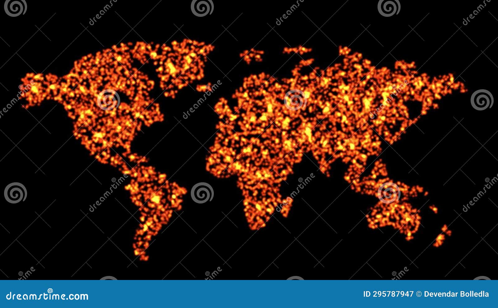 World Map with Fire Particles on Plain Black Background Stock Video ...