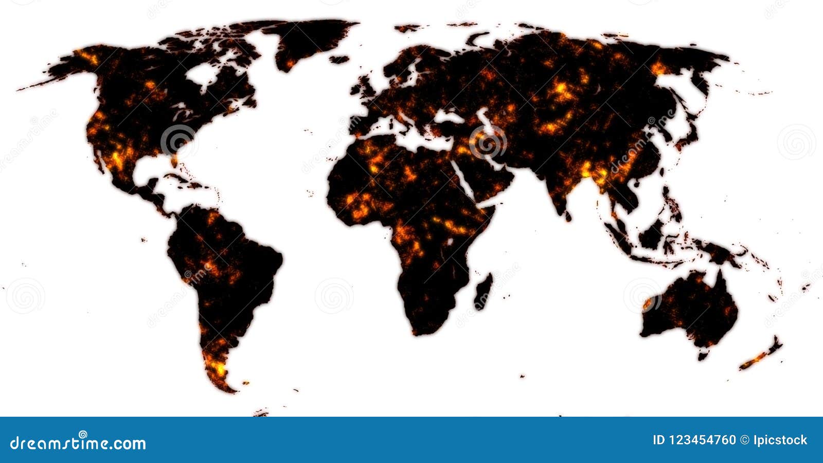 World Map with Fire Texture Stock Illustration - Illustration of ...
