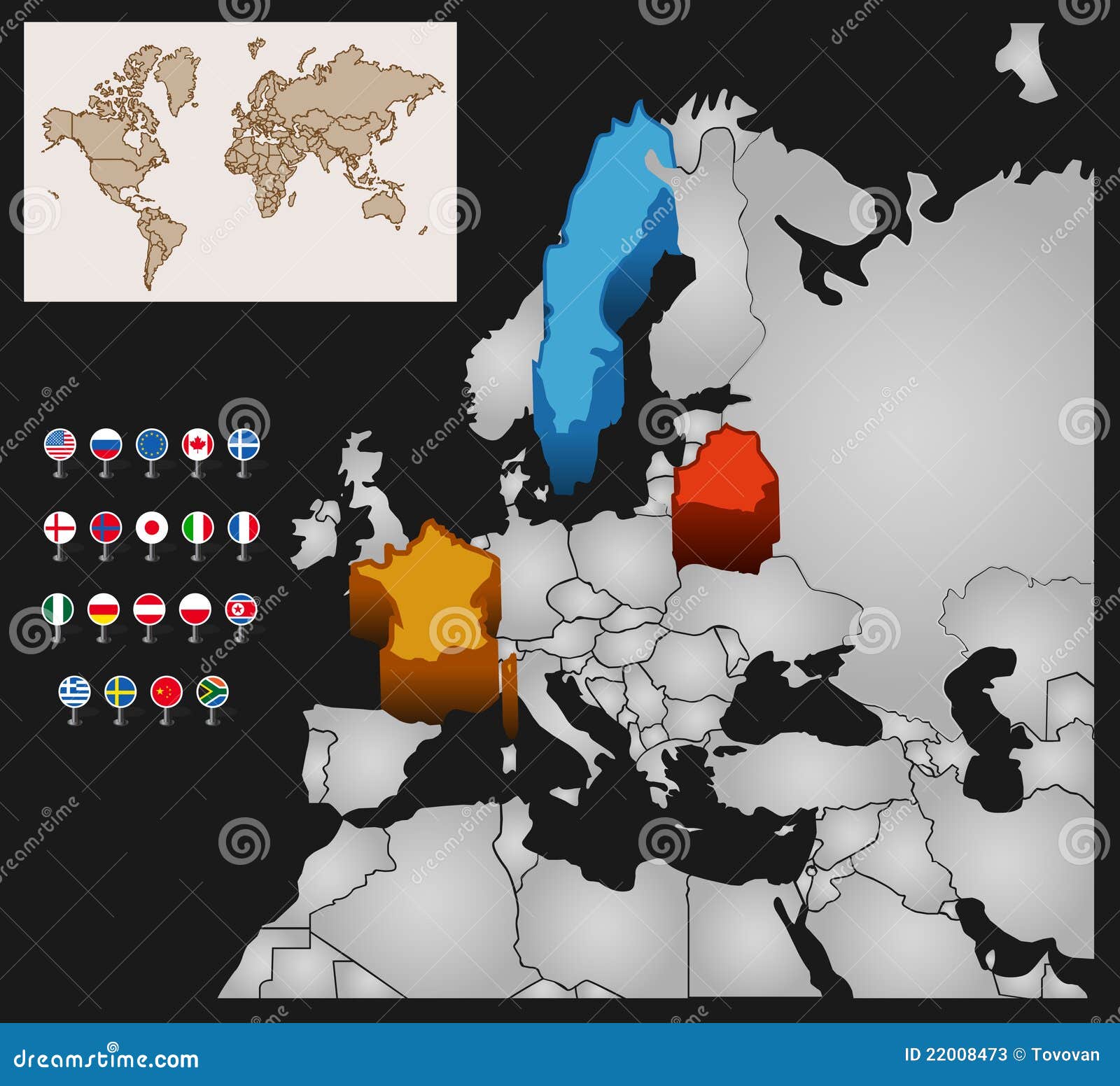 World map with flags stock vector. Illustration of forecast - 22008473