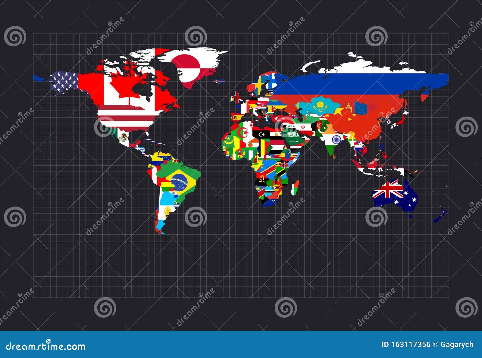 World map with flags. stock vector. Illustration of decoration - 163117356