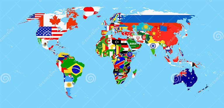 World Map with flags stock vector. Illustration of business - 87318014