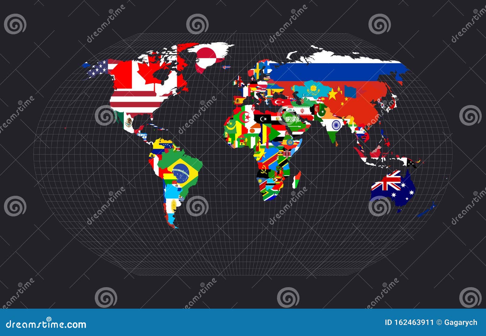 World map with flags. stock vector. Illustration of destination - 162463911