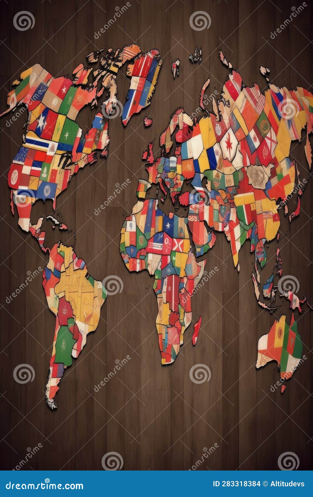 World Map with Flags Representing Each Country Stock Illustration ...