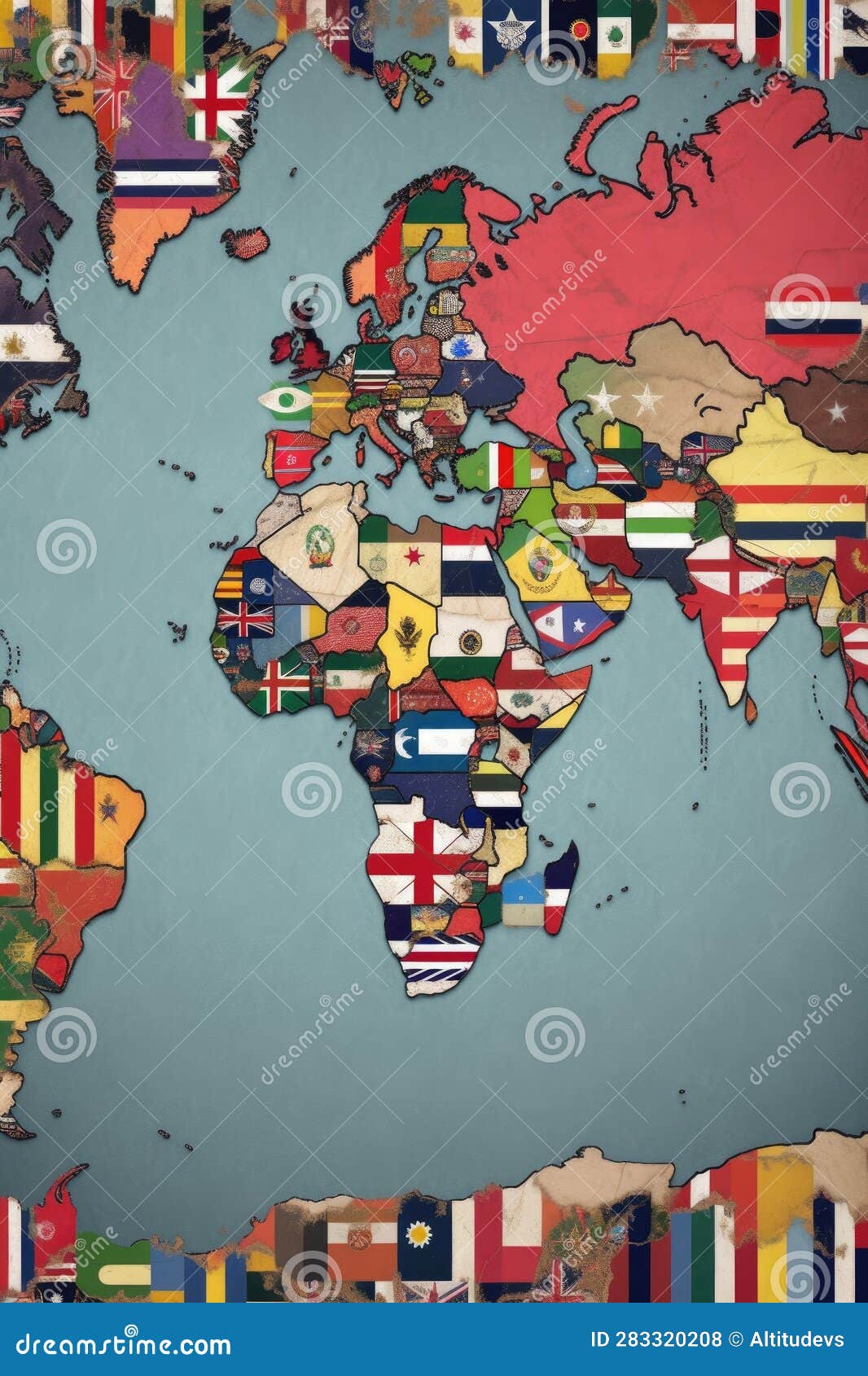 World Map with Flags Representing Each Country Stock Photo - Image of ...