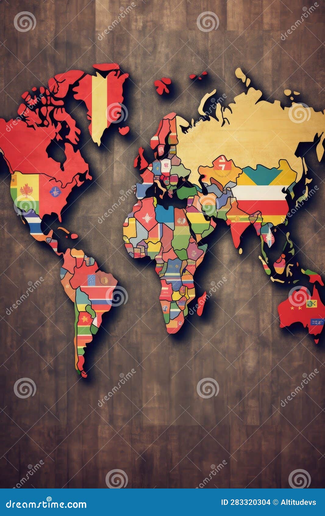 World Map with Flags Representing Each Country Stock Illustration ...