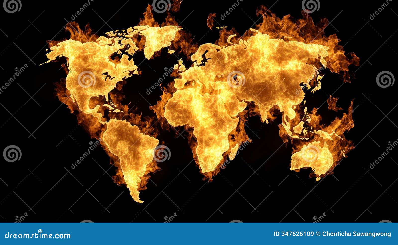 World Map in Flames, a Powerful Visualization of Global Warming ...