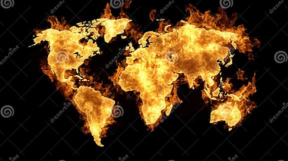 World Map in Flames, a Powerful Visualization of Global Warming ...