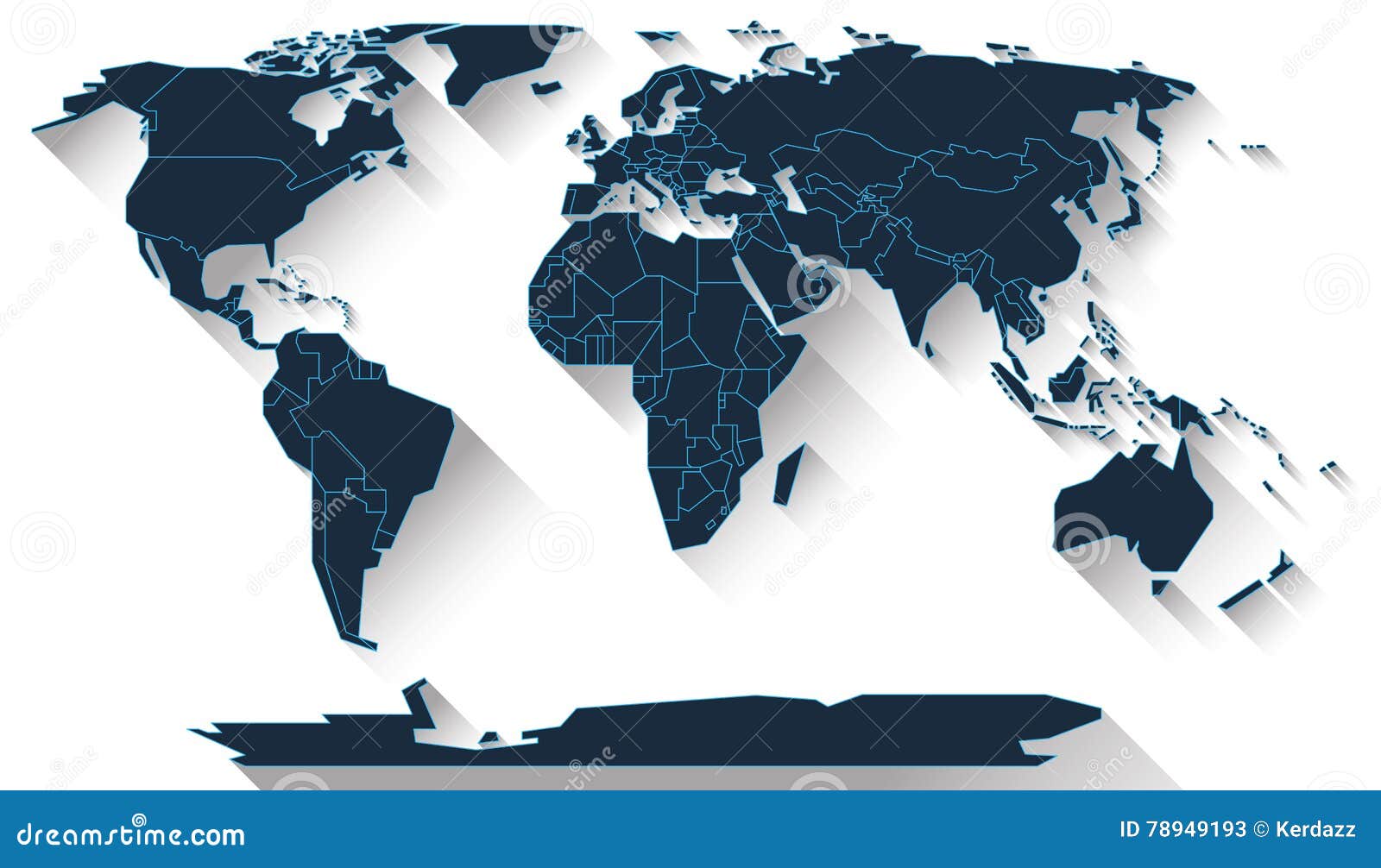 World map flat design stock illustration. Illustration of land - 78949193