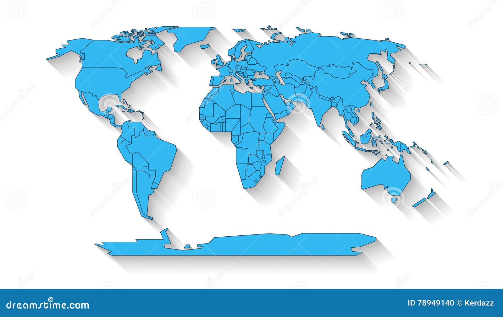 World map flat design stock illustration. Illustration of global - 78949140