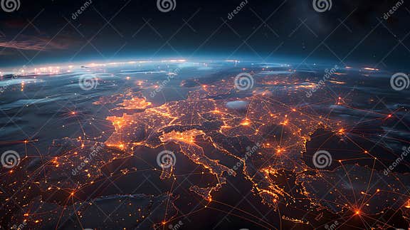 World Map with Flight Paths and Connected Cities Stock Illustration ...