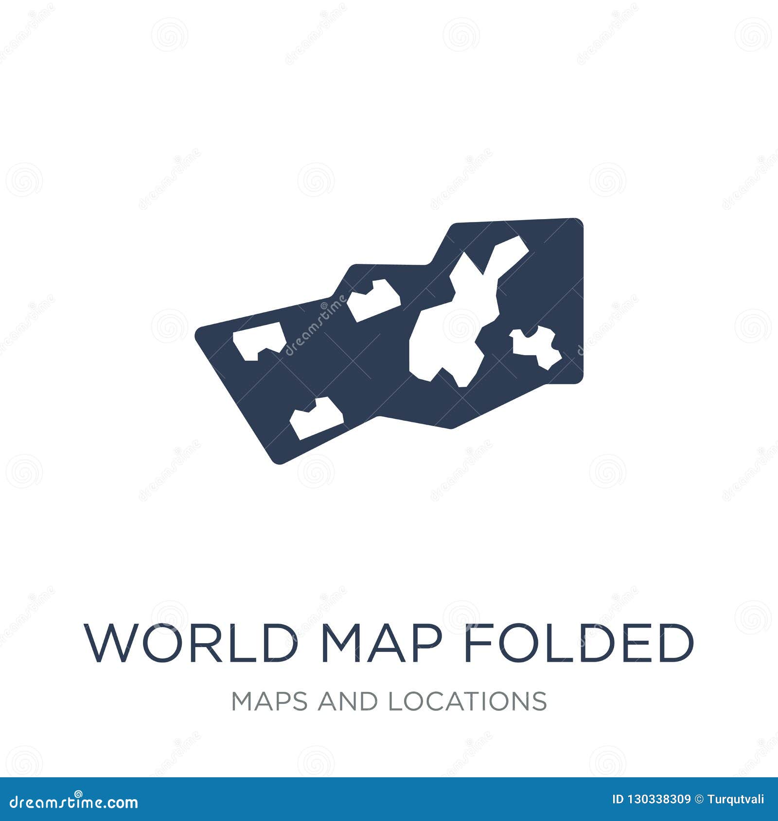 World Map Folded Vector Linear Icon Isolated On Transparent Background ...