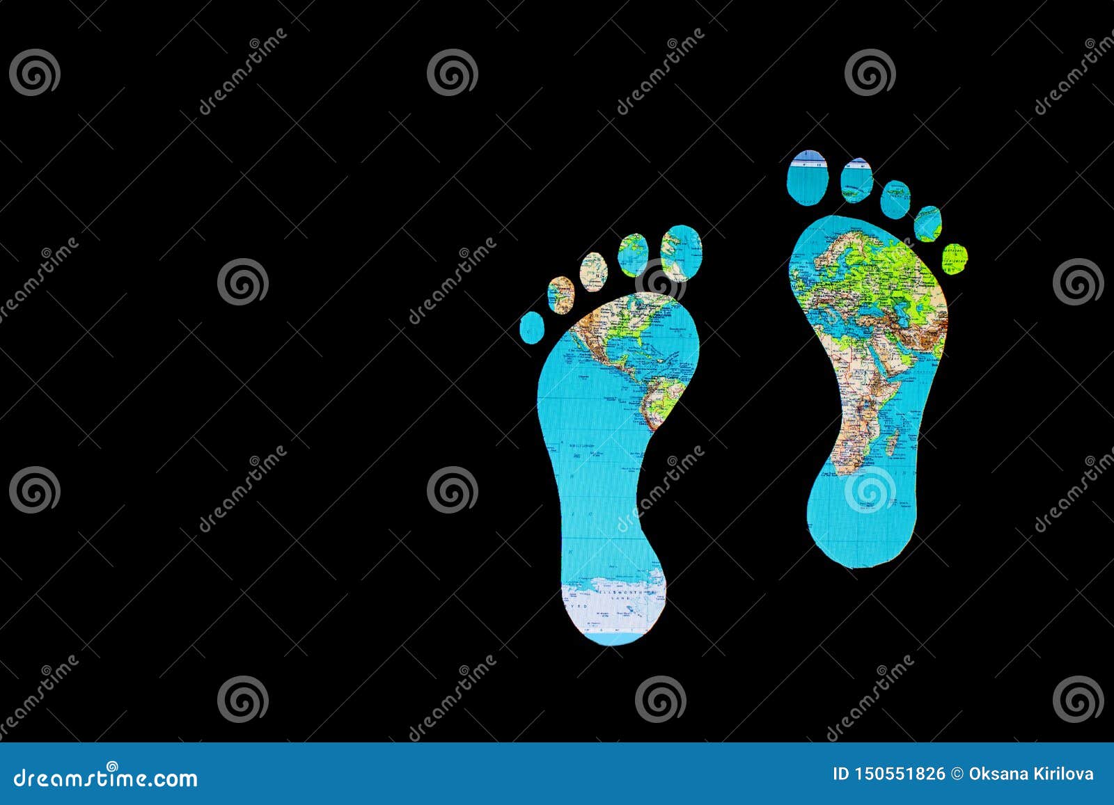 World map and footprints stock photo. Image of background - 150551826