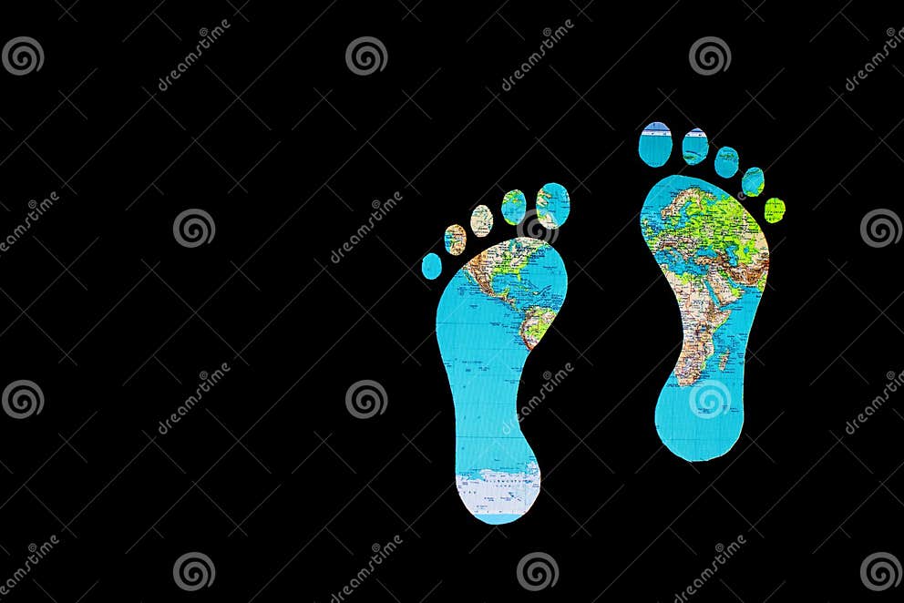 World map and footprints stock photo. Image of background - 150551826
